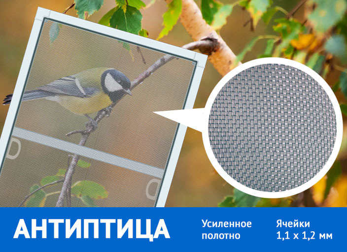 Москитная сетка антиптица на пластиковые окна купить в СПб